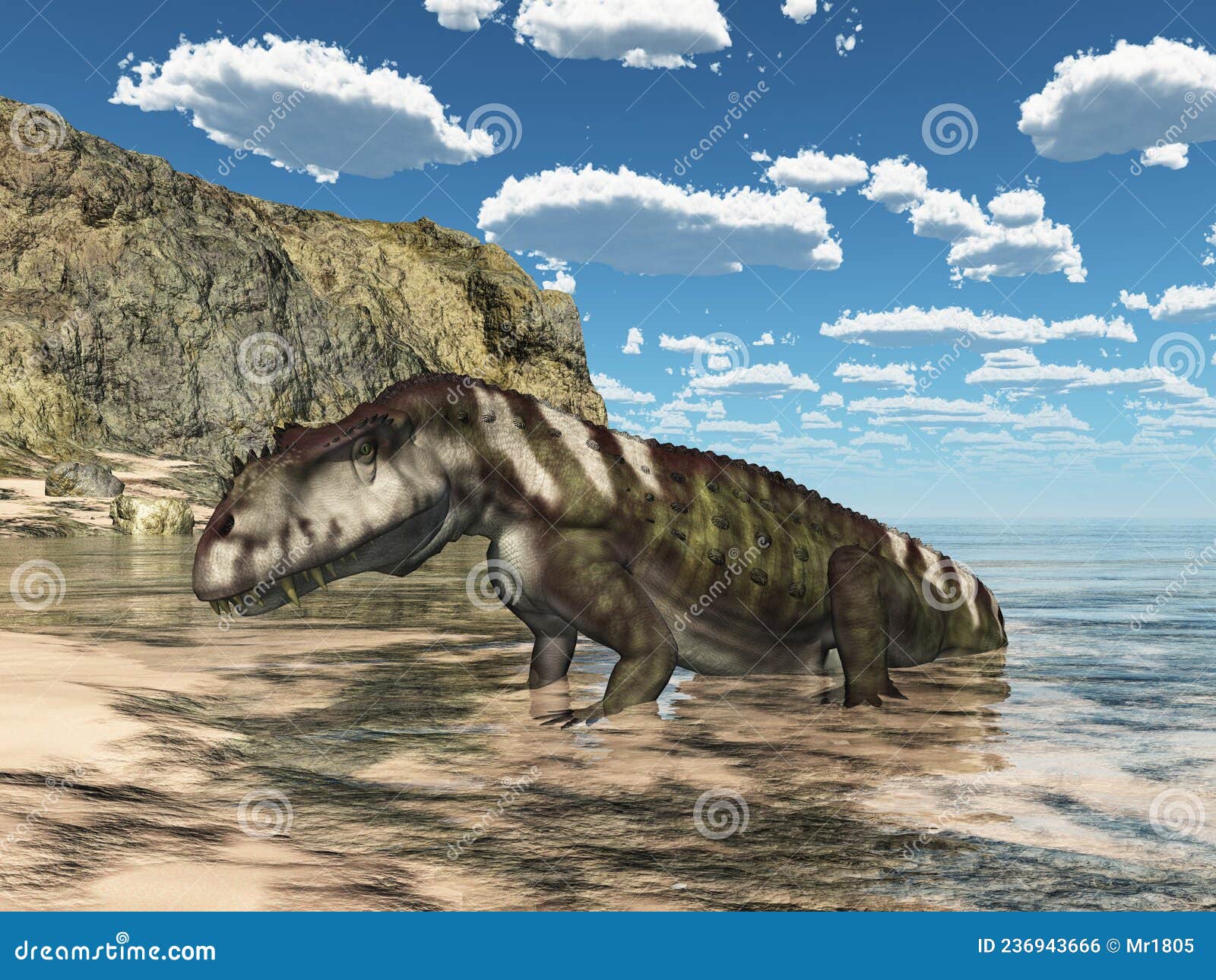 Archosaur Prestosuchus in a Coastal Landscape Stock Illustration ...