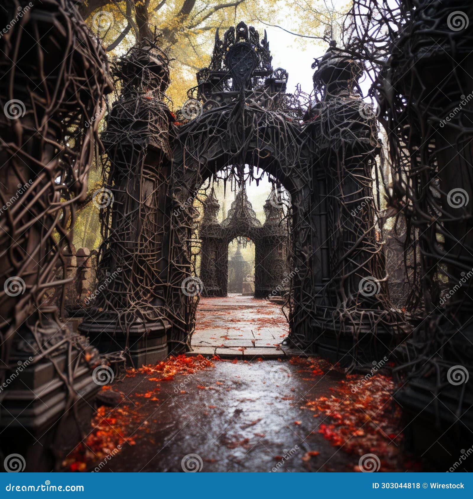 The Archway at an Abandoned Cemetery is Made of Branches and Vines ...