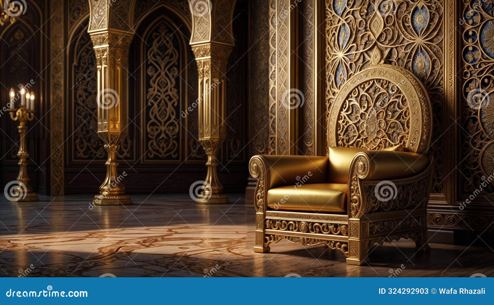 A Highly Intricate and Ornate Pattern, with Elaborate Golden Filigree ...