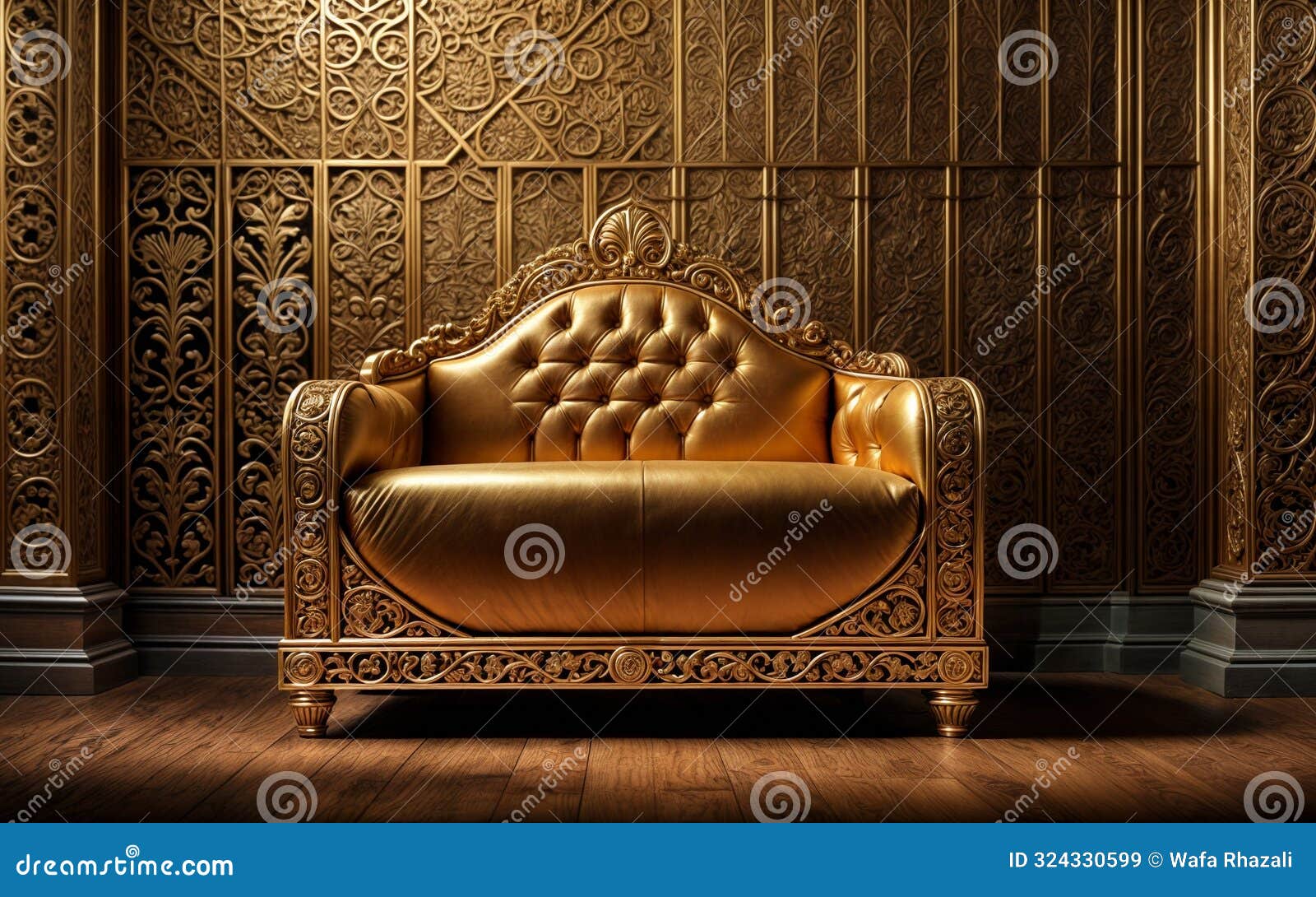 Golden Elegance : a Royal Sitting Room Stock Image - Image of space ...