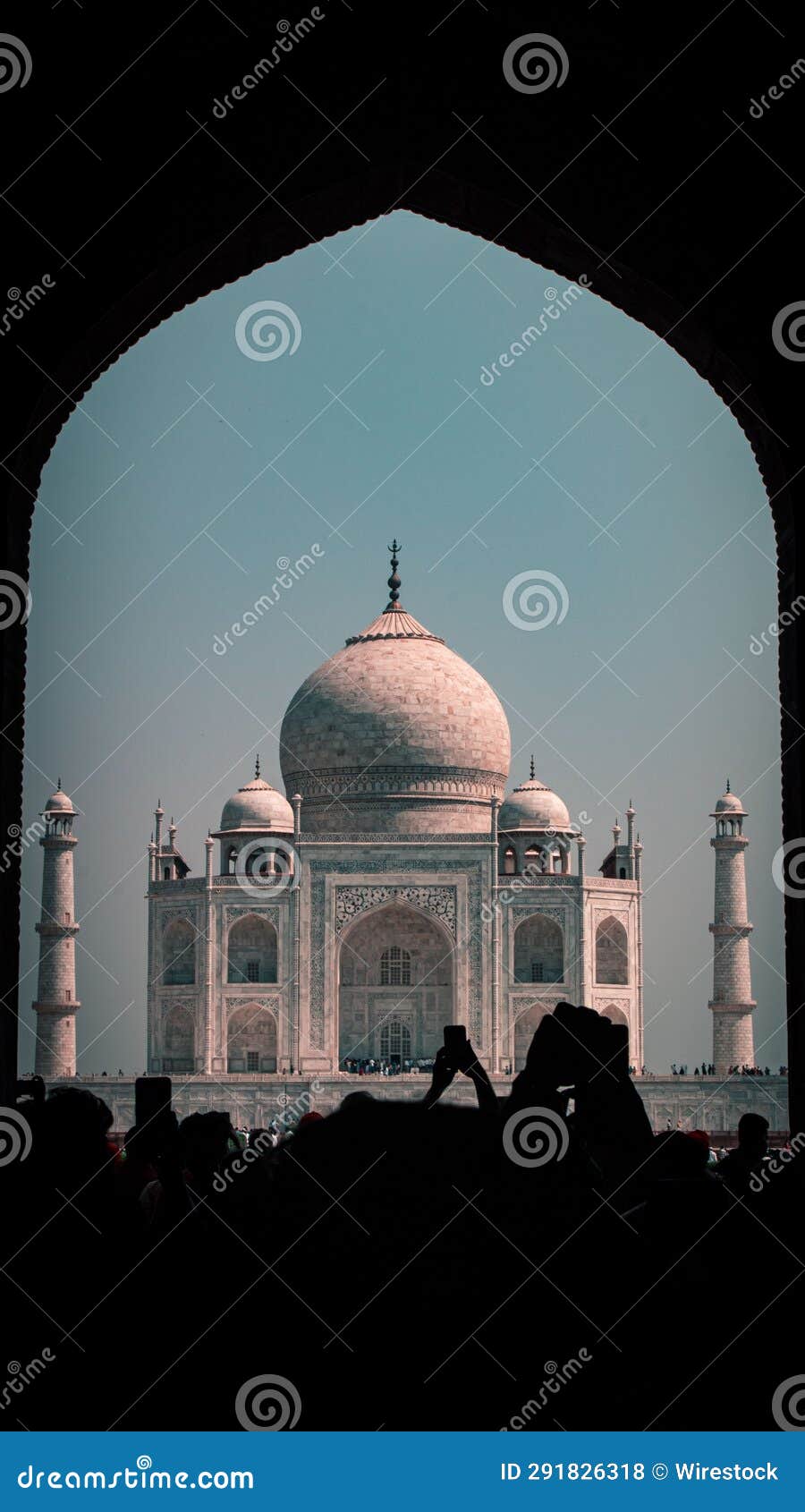 Archway Frames the Distant View of a Modern Building in Taj Mahal, Agra ...