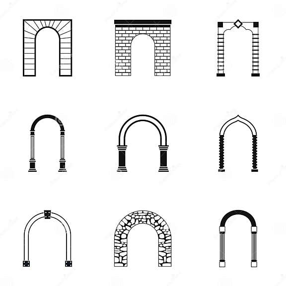 Archway Icons Set, Simple Style Stock Vector - Illustration of circle ...