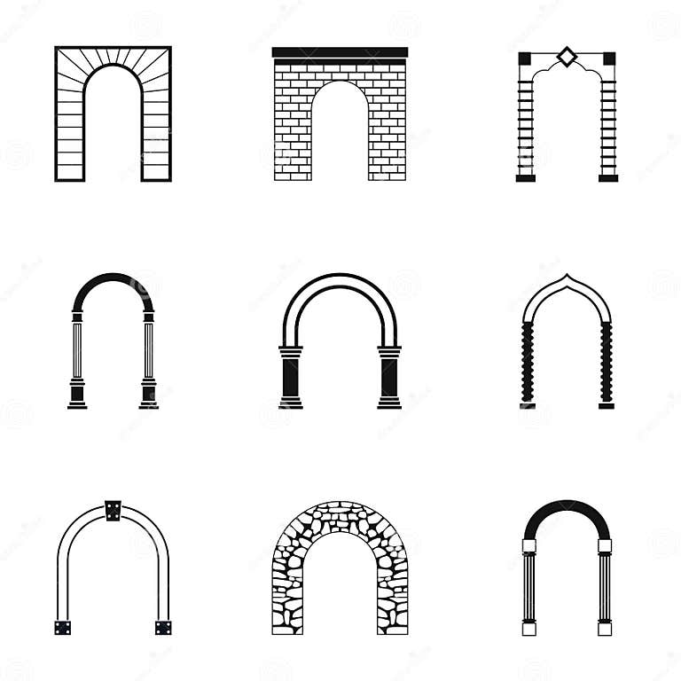 Archway Icons Set, Simple Style Stock Vector - Illustration of circle ...