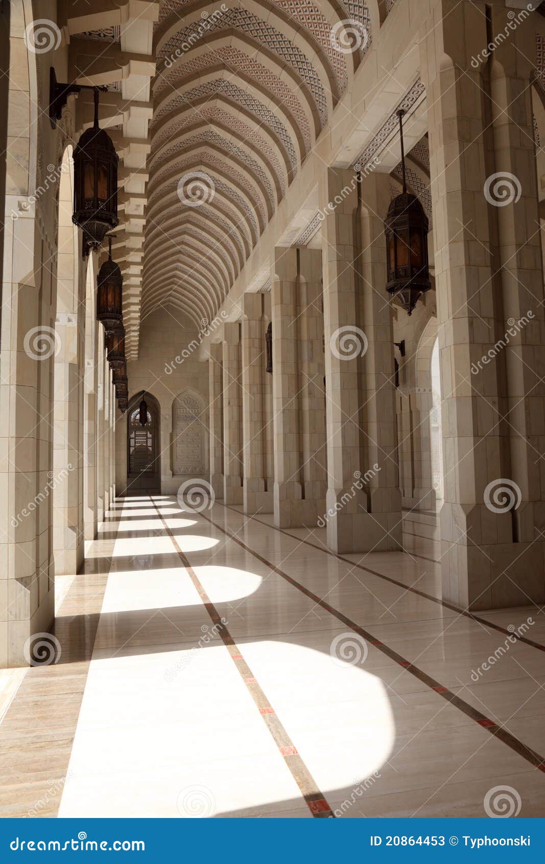 Archway Inside of Grand Mosque Stock Image - Image of islam, islamic ...