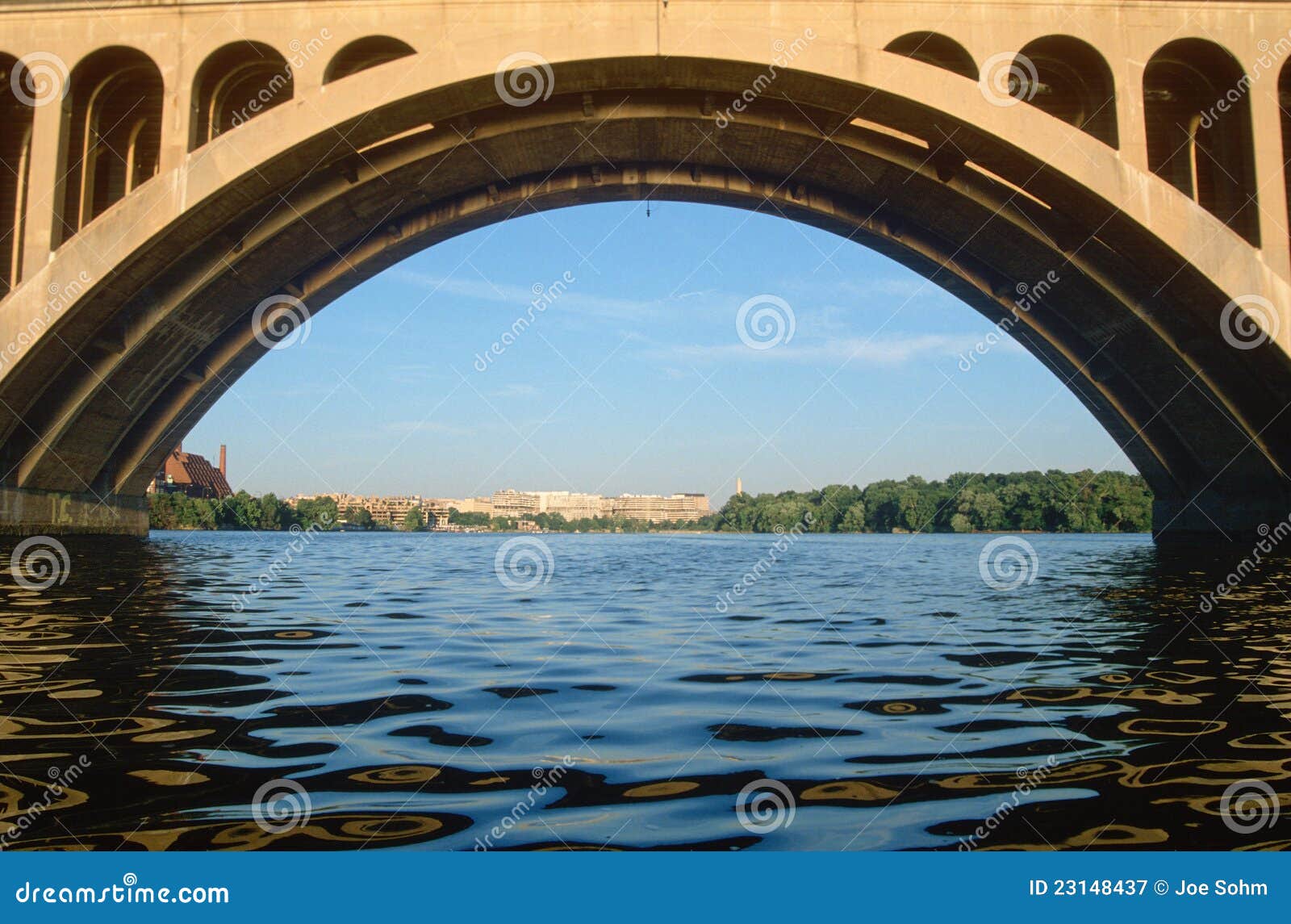 Archway of Key Bridge, Washington, DC Stock Image - Image of running ...