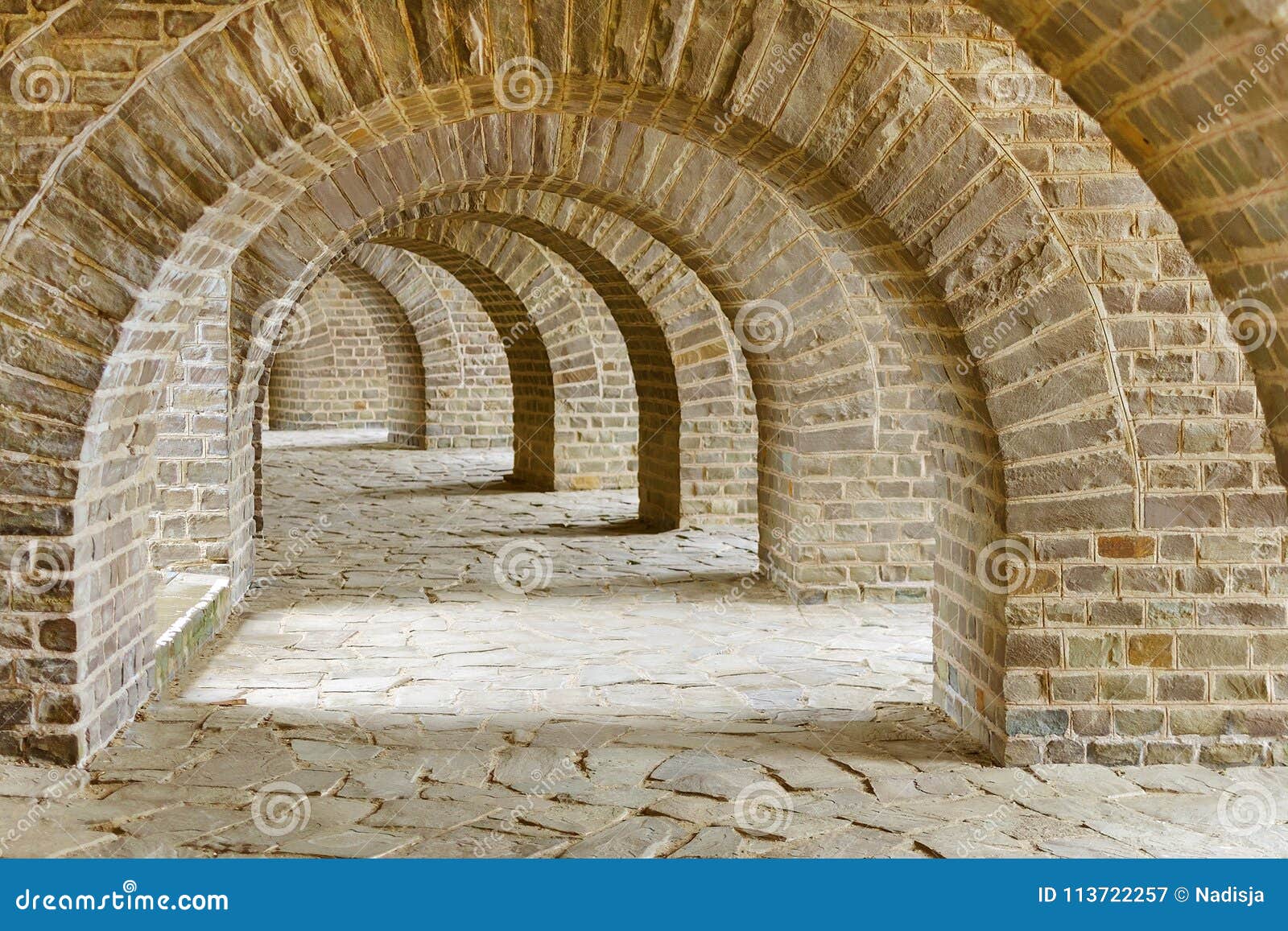Archway with Many Stone Arches, Antique Tunnel Stock Image - Image of ...