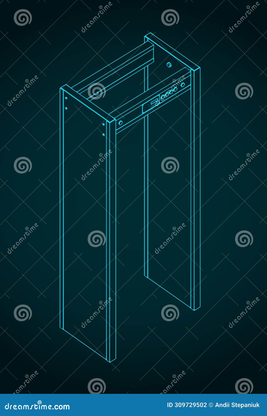 Archway Metal Detector Blueprint Stock Vector - Illustration of drawing ...