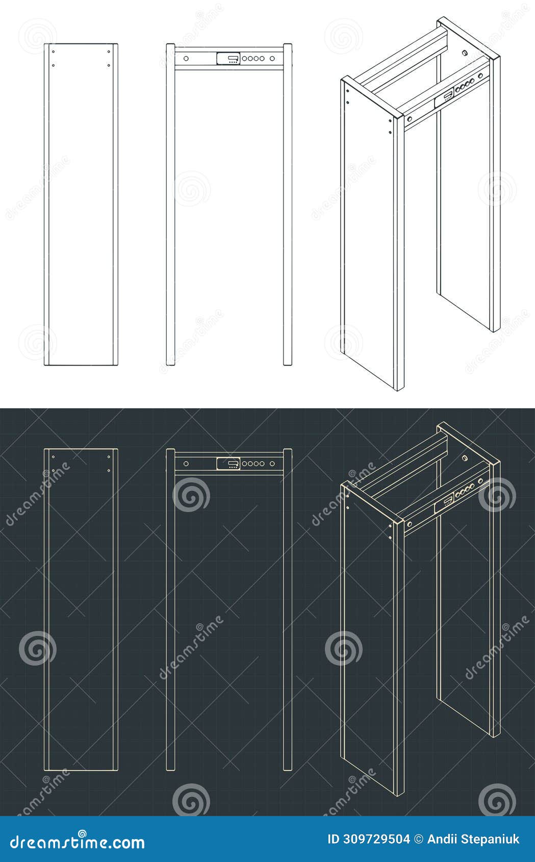 Archway Metal Detector Blueprints Stock Vector - Illustration of symbol ...