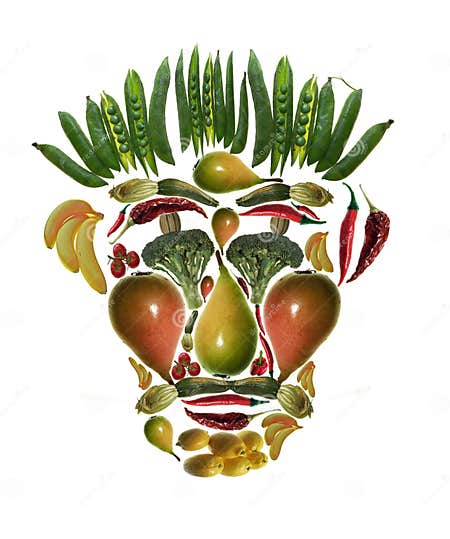 Arcimboldo S Style Fruit and Vegetable Mask Stock Image - Image of ...