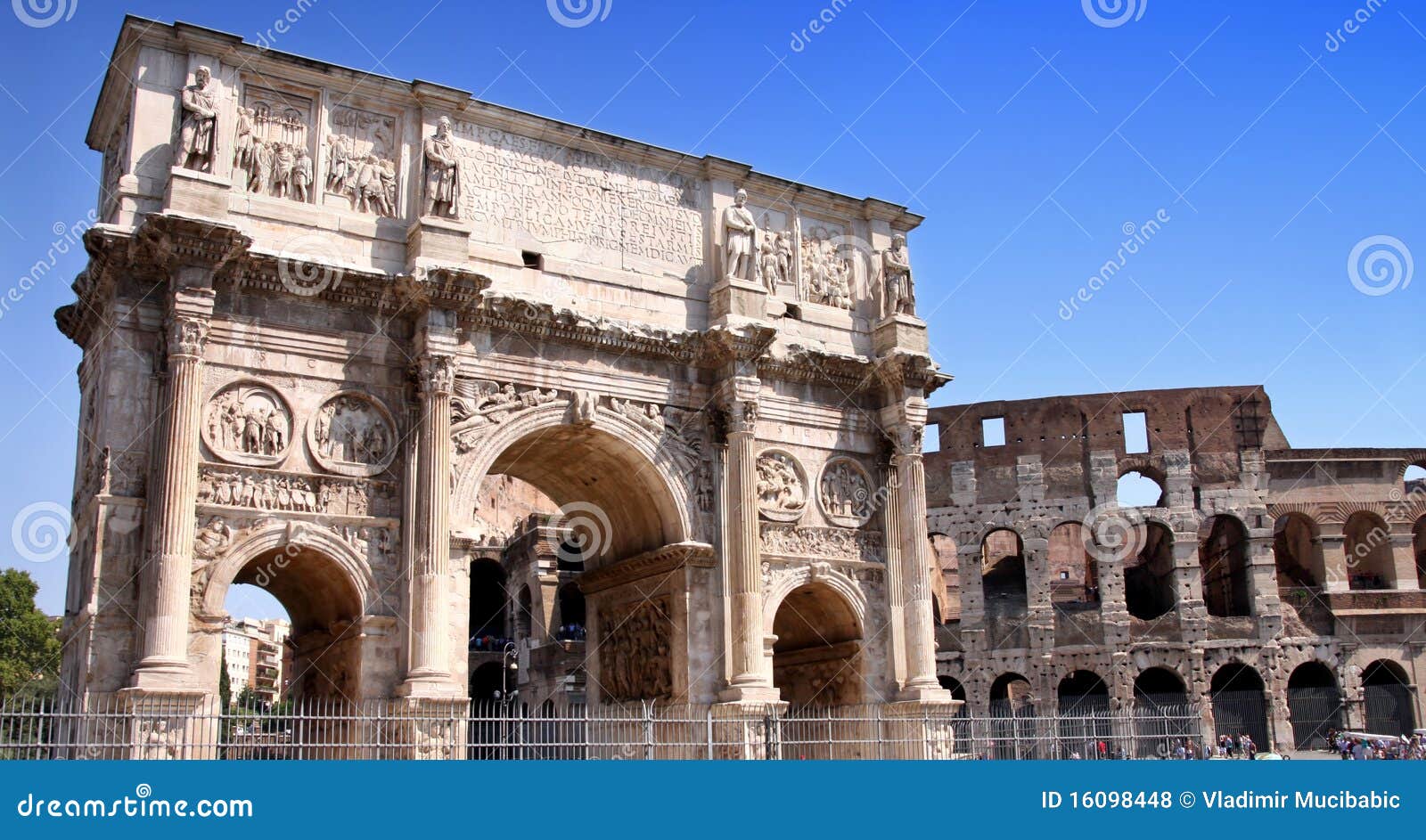 Arco De Constantino And Colosseum In Rome, Italy Royalty-Free Stock ...