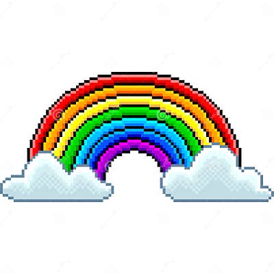 Arco Iris Del Pixel Con Vector Aislado Nubes Ilustración del Vector ...