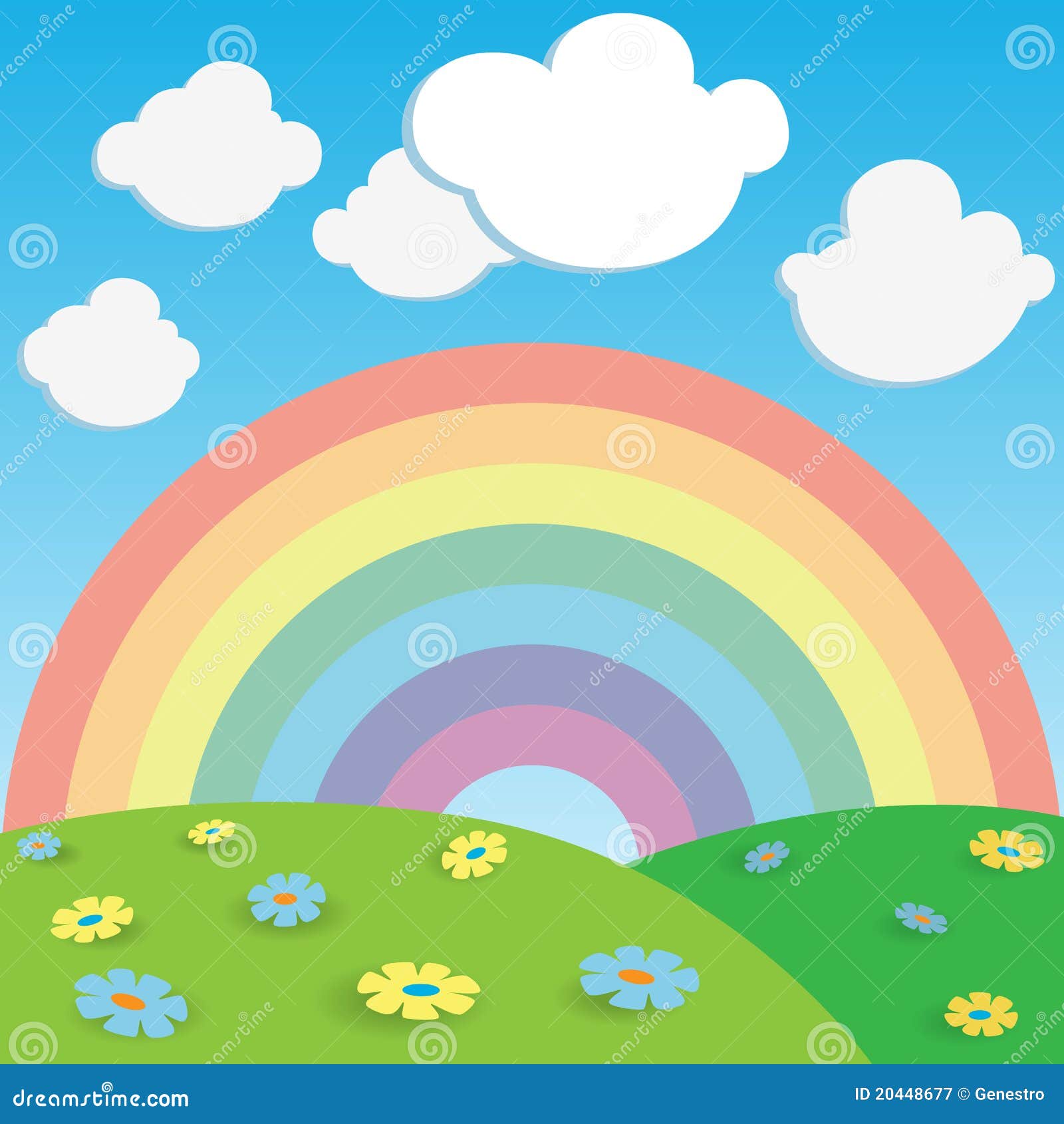 Arco iris y flores ilustración del vector. Ilustración de colorido ...