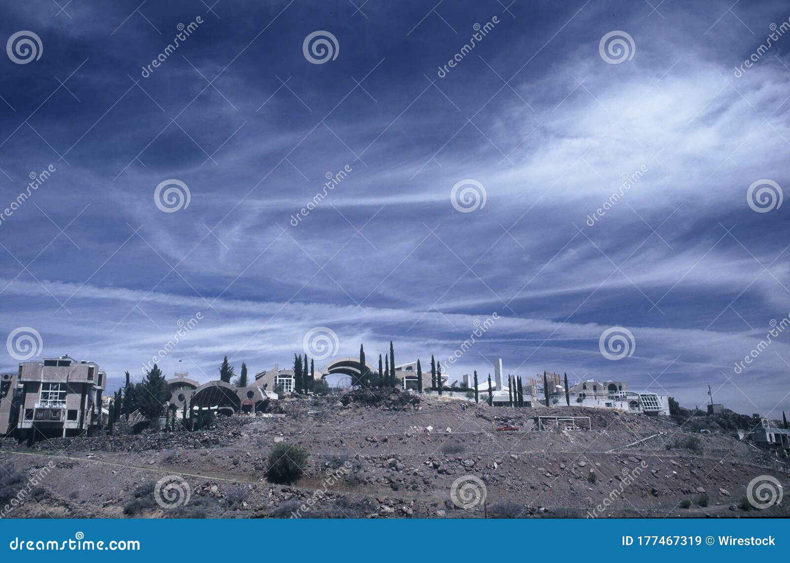 Arcosanti with a Clear Blue Sky in Arizona Stock Image - Image of green ...