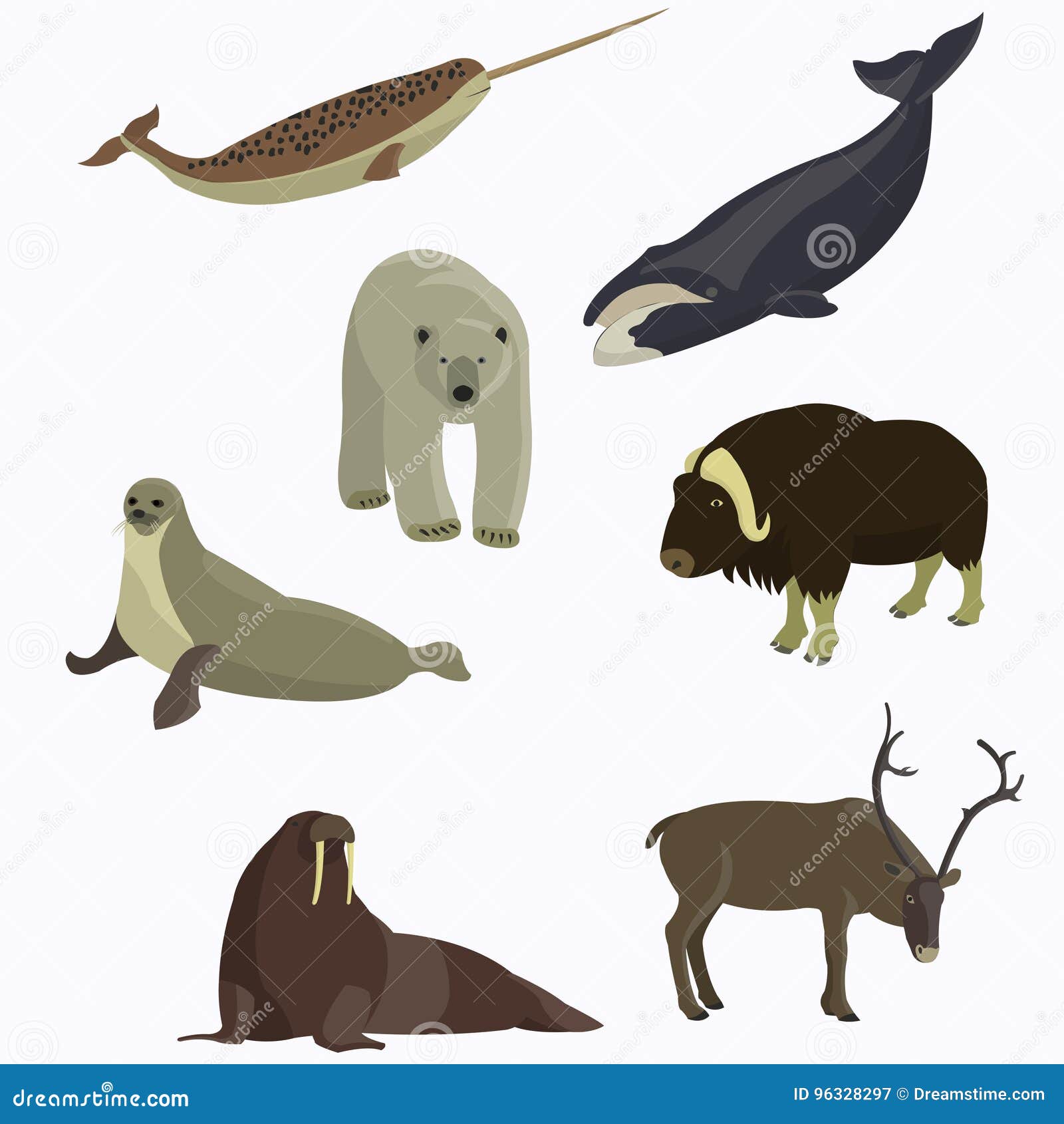 Arctic animals collection. stock vector. Illustration of character ...