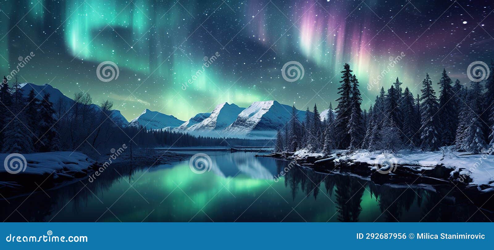 Arctic Aurora: Stunning Lights Dance Above the Winter Wilderness Stock ...