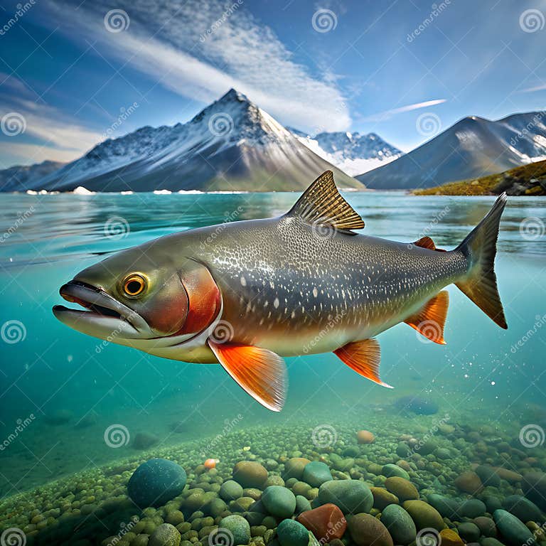Arctic Char Fish Jumps School Stock Illustration - Illustration of ...