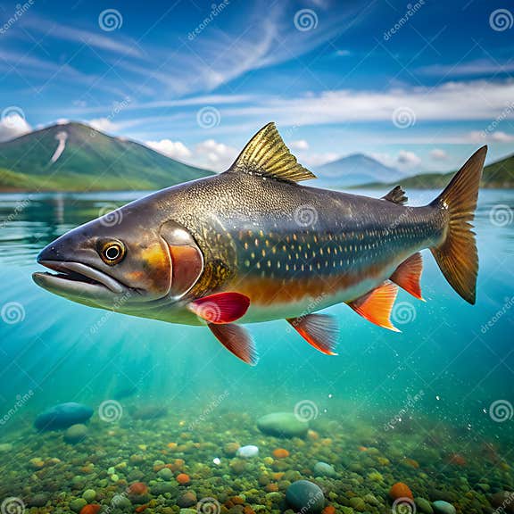 Arctic Char Fish Walks Ocean Stock Illustration - Illustration of ...