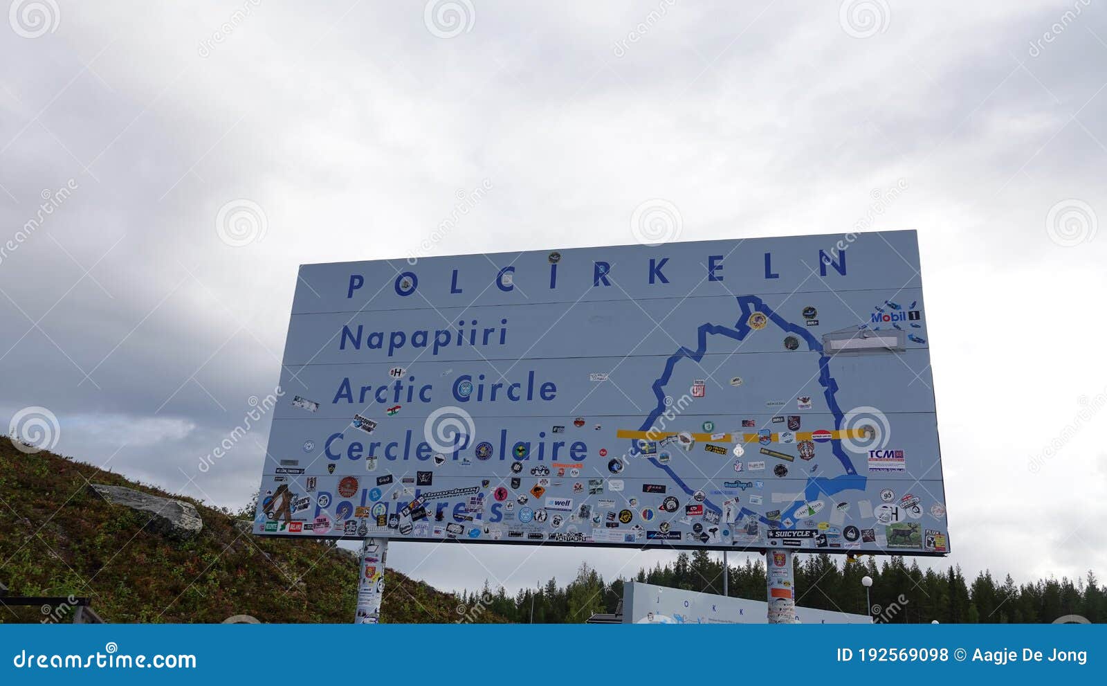 Polcirkeln Arctic Circle Sign Near Jokkmokk in Lapland, Sweden ...