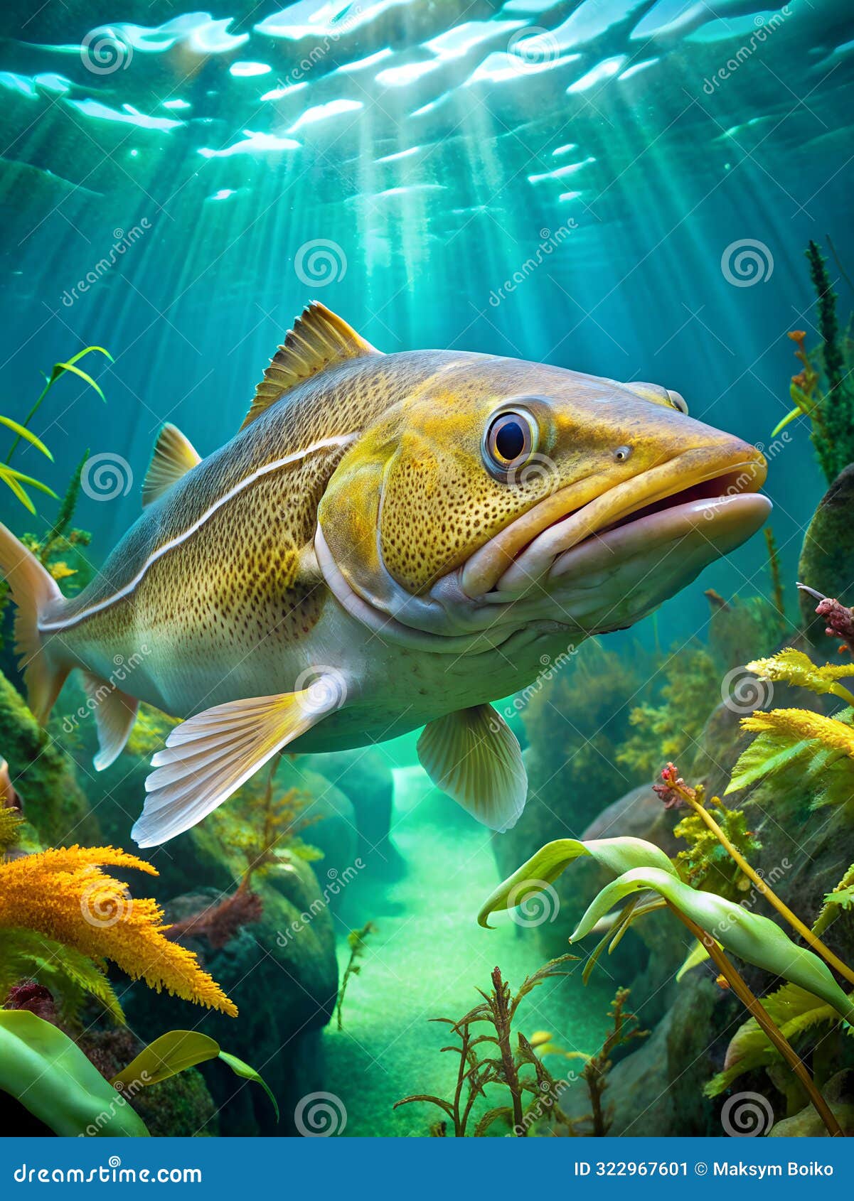 Arctic Cod Fish Goes Jungle Stock Illustration - Illustration of vector ...