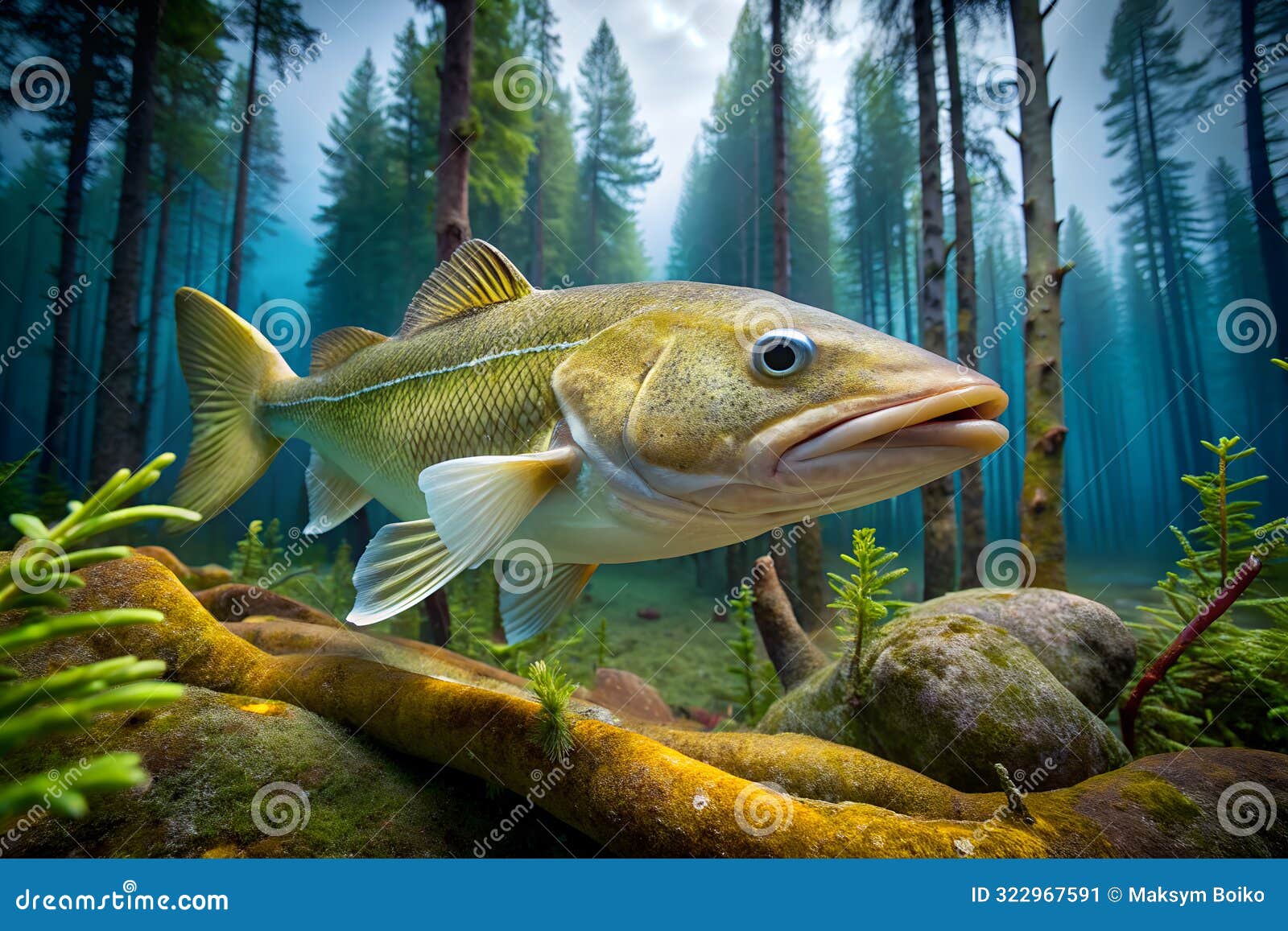 Arctic Cod Fish Stands Forest Stock Illustration - Illustration of ...