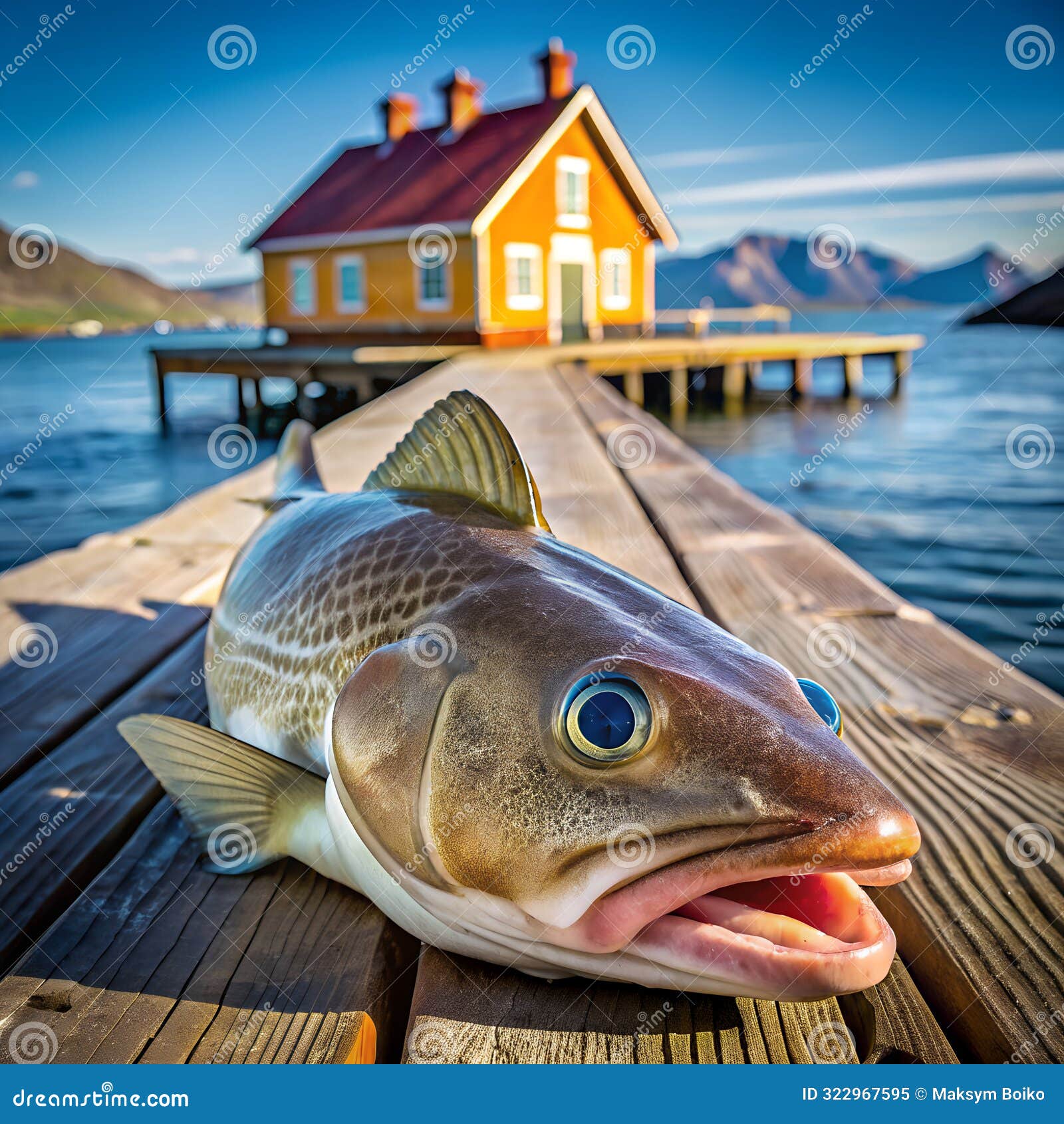 Arctic Cod Fish Walks House Stock Illustration - Illustration of vector ...