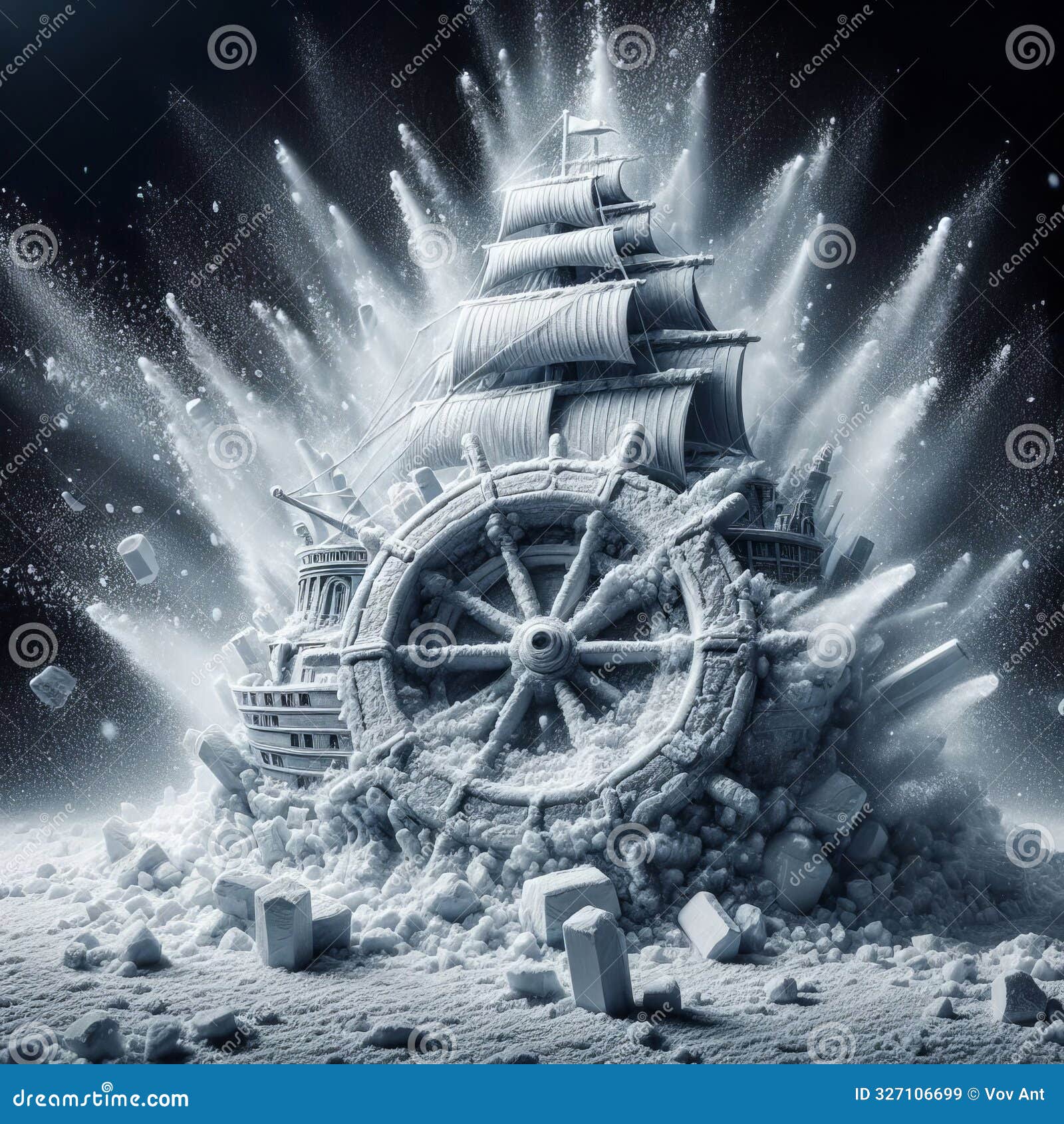 89 121. Arctic Expedition Chalk Piece Exploding into a Stock Image ...