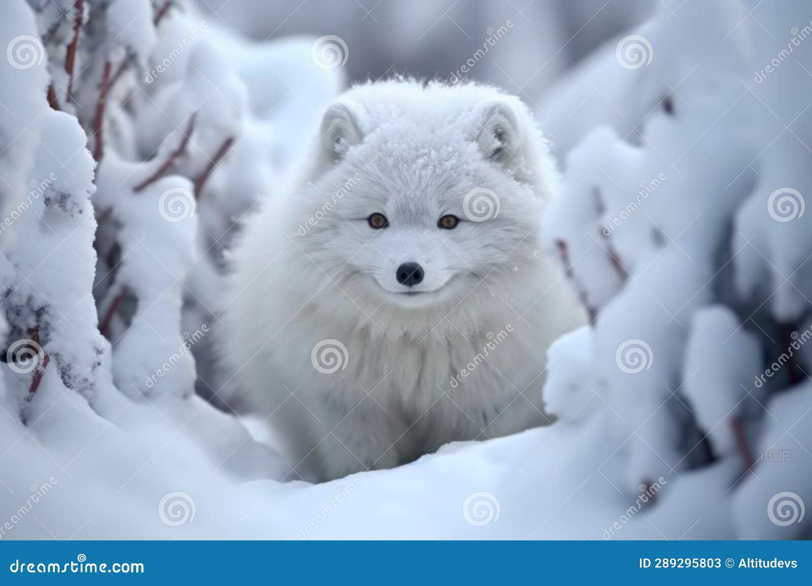 Arctic Fox Blending into Snow-covered Surroundings Stock Image - Image ...