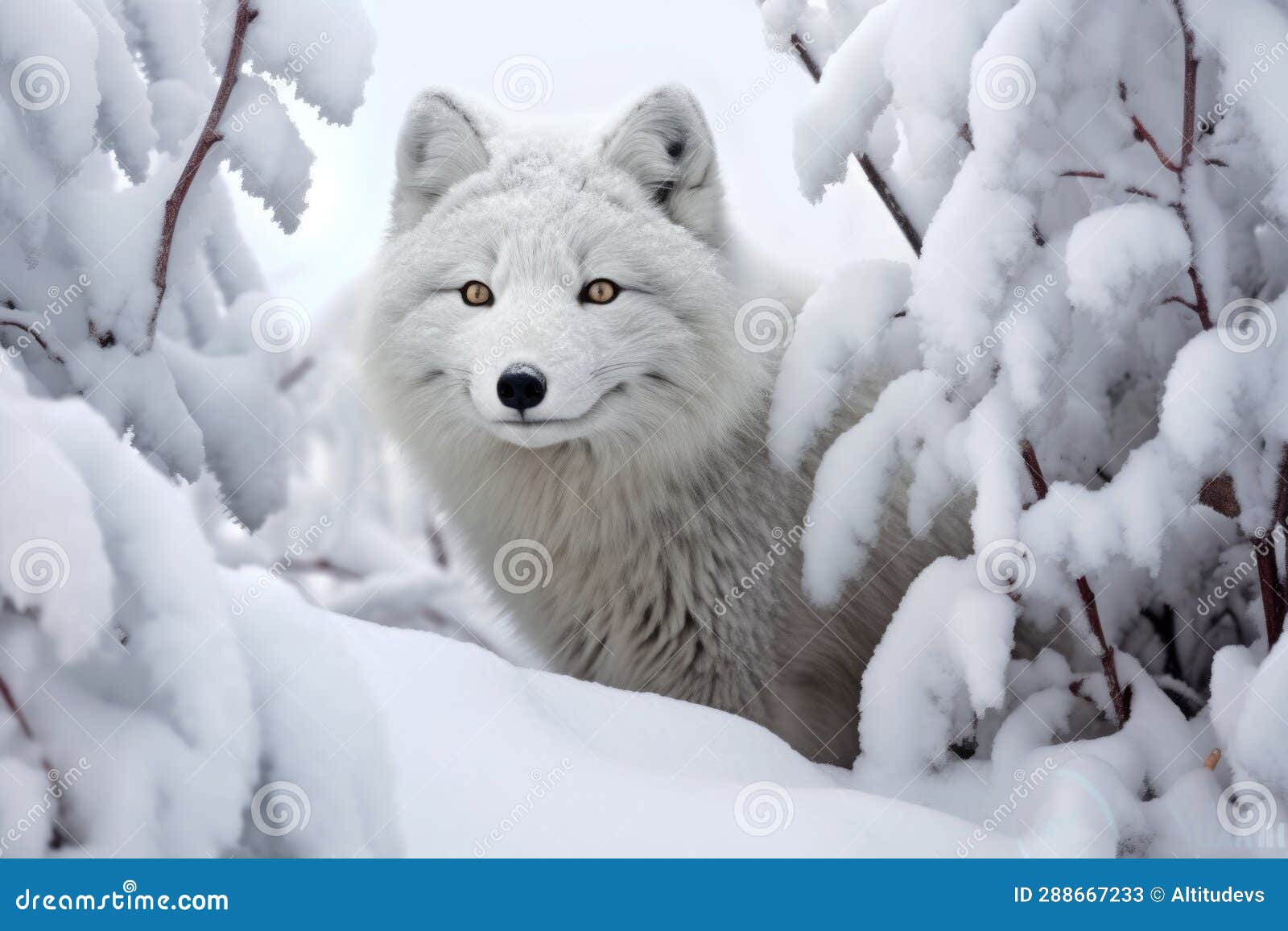 Arctic Fox Camouflage Against Snowy Landscape Stock Image - Image of ...