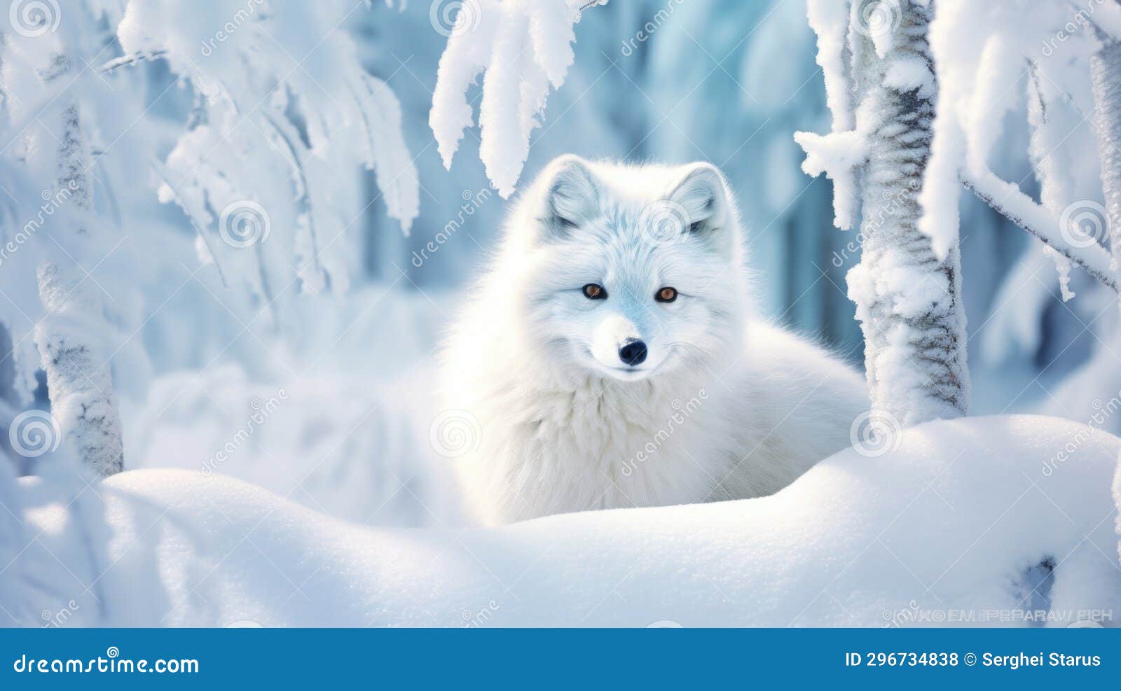 An Arctic Fox is Standing in the Snow, AI Stock Illustration ...