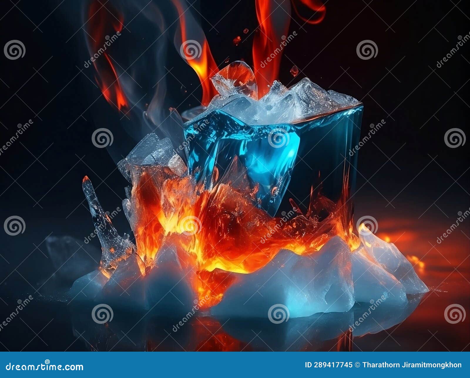 Arctic Inferno: a Stunning Visual Exploration of Ice and Fire Stock Illustration - Illustration ...