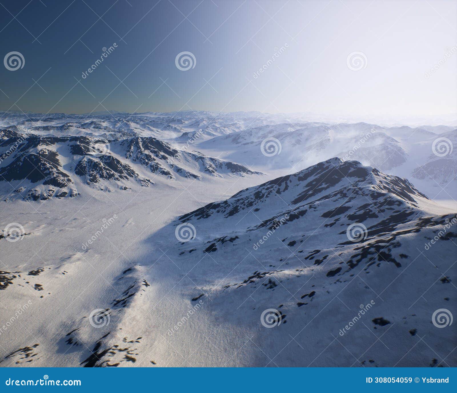 Arctic Landscape with Snow Mountains Under a Blue Sky. Stock Image ...