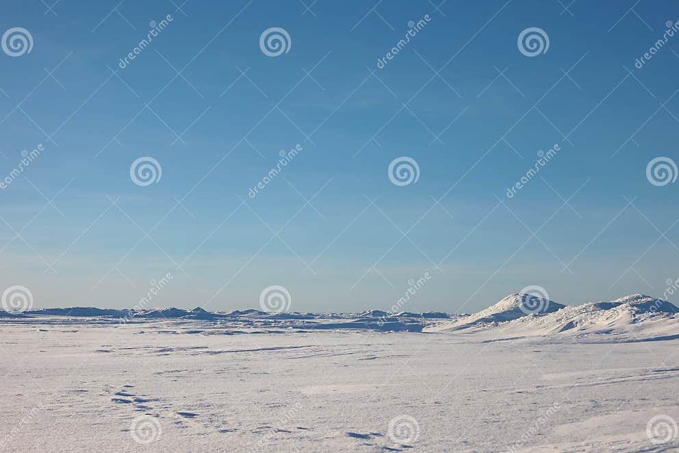 The Arctic Landscape. Snow Plain and Sky Stock Image - Image of beauty ...