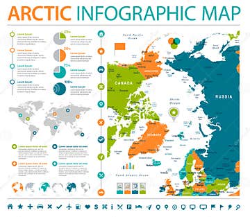 Arctic Map - Info Graphic Vector Illustration Stock Illustration ...