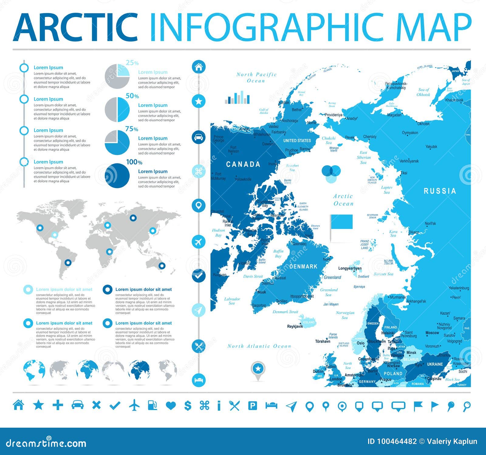 Arctic Map - Info Graphic Vector Illustration Stock Illustration ...