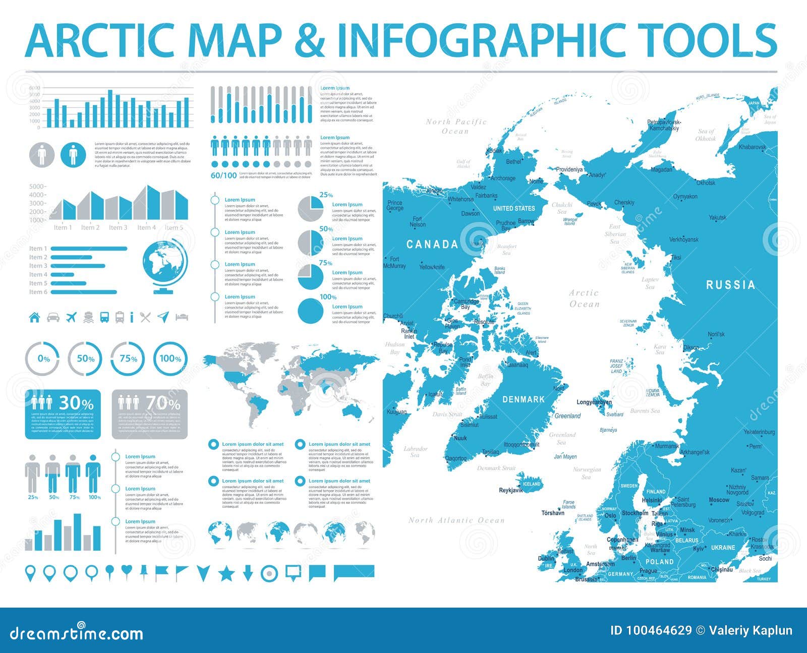 Arctic Map - Info Graphic Vector Illustration Stock Illustration ...