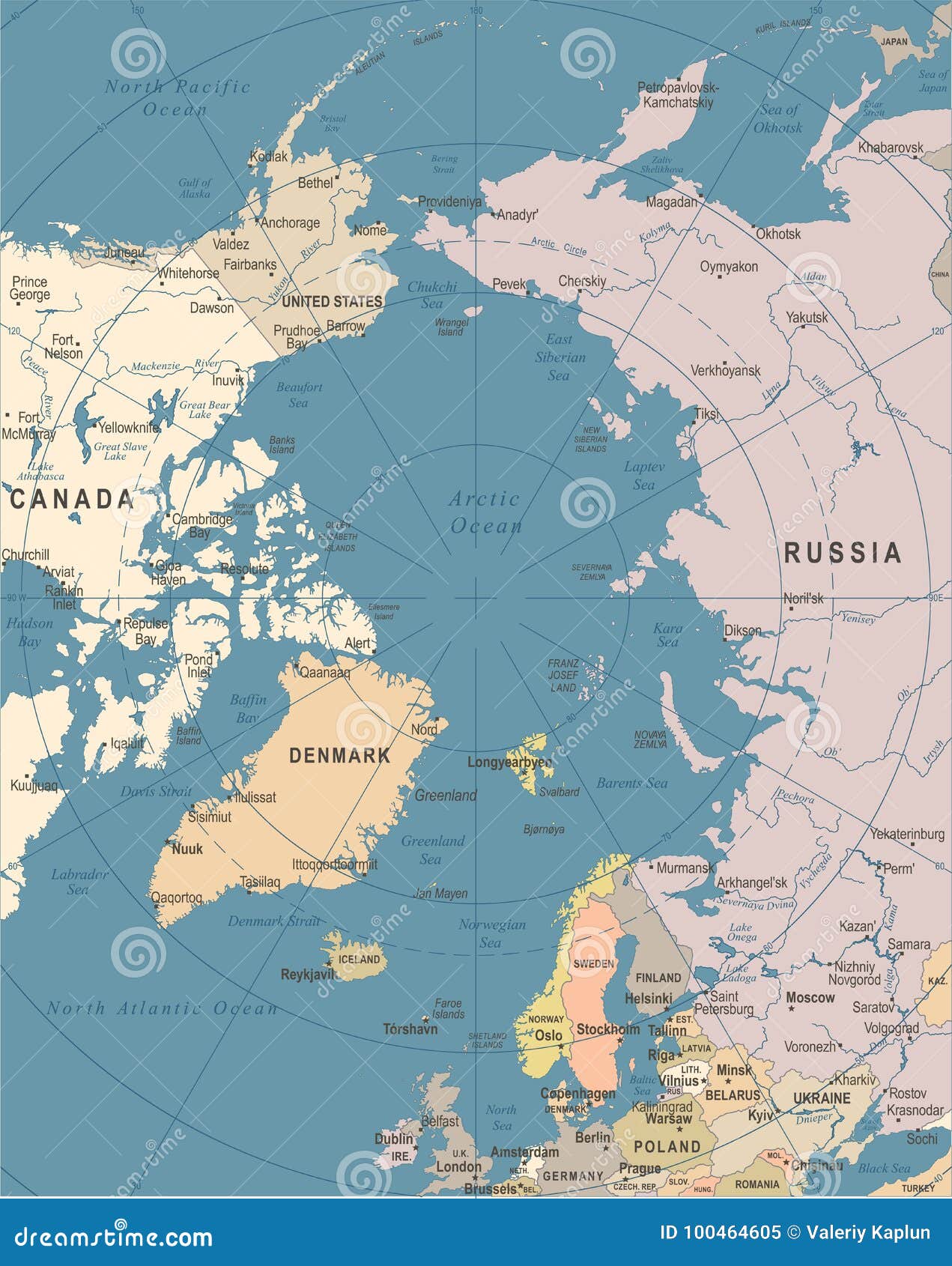 Arctic Map - Vintage Vector Illustration Stock Illustration ...