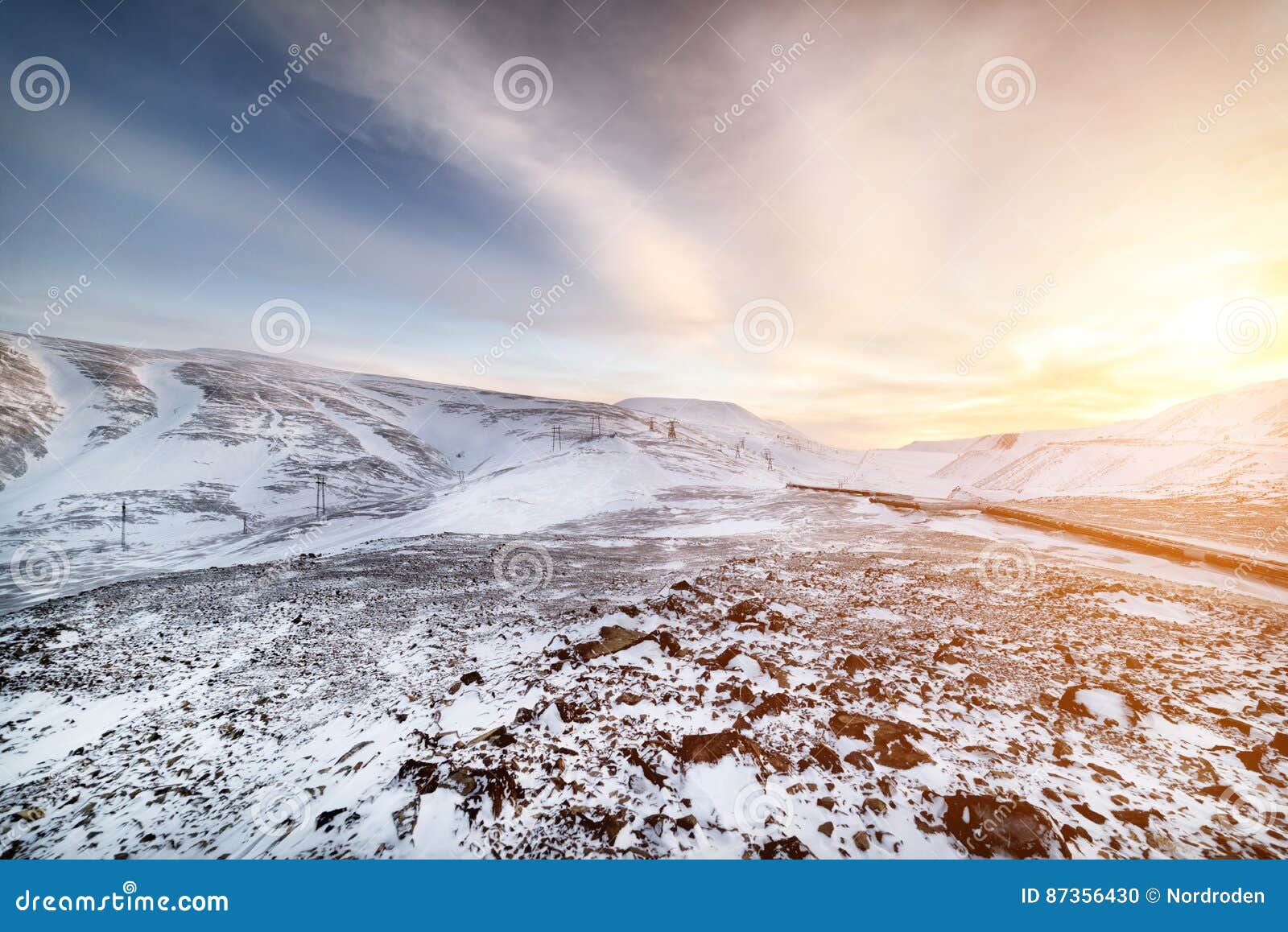 Arctic mountain landscape. stock photo. Image of white - 87356430
