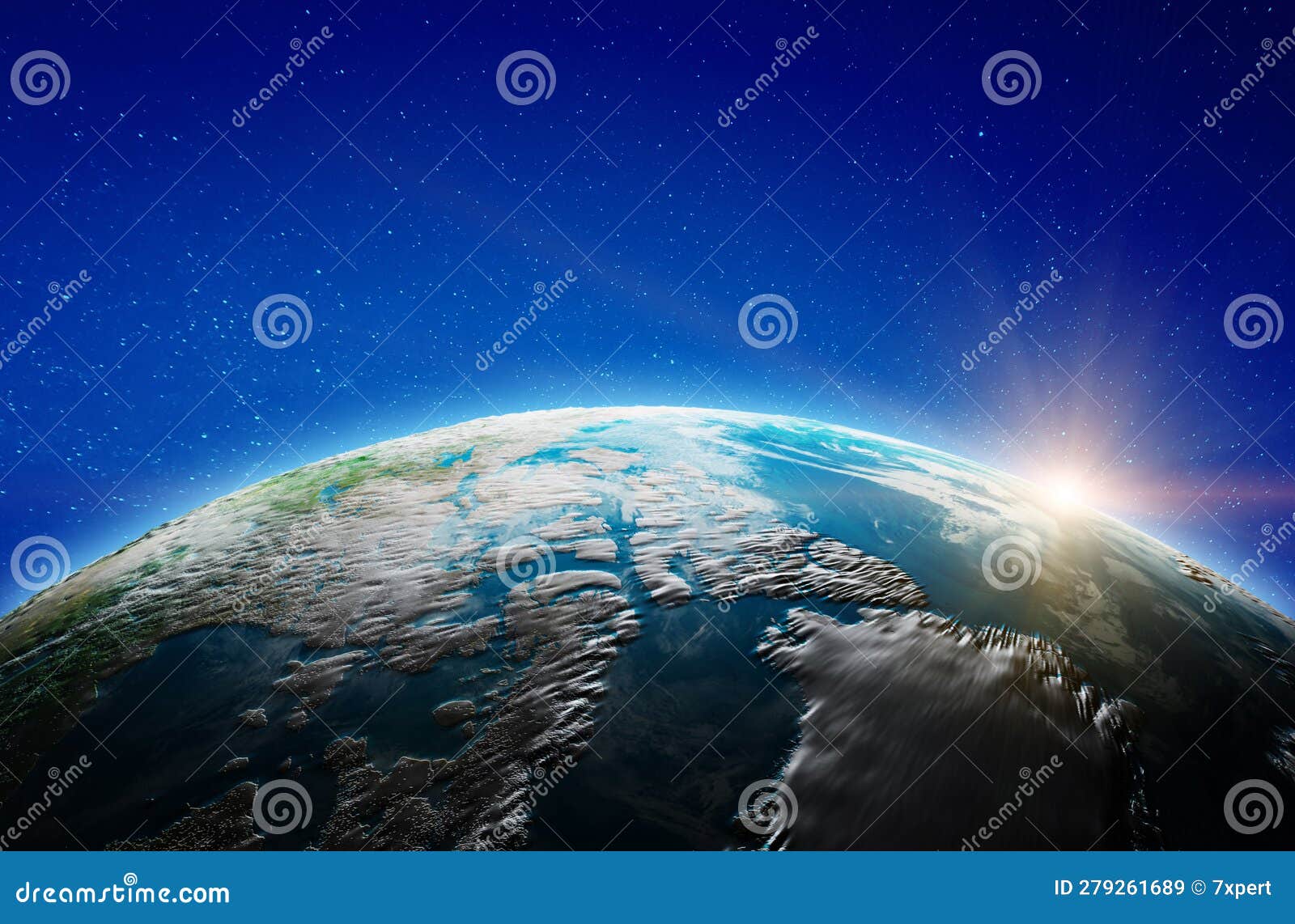 Arctic - North Pole from Space Stock Illustration - Illustration of ...