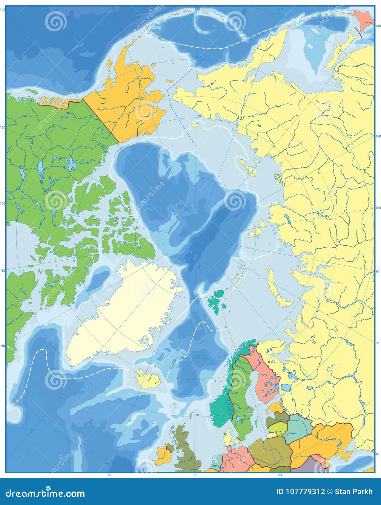 Arctic Ocean Political Map. No Text Stock Vector - Illustration of ...