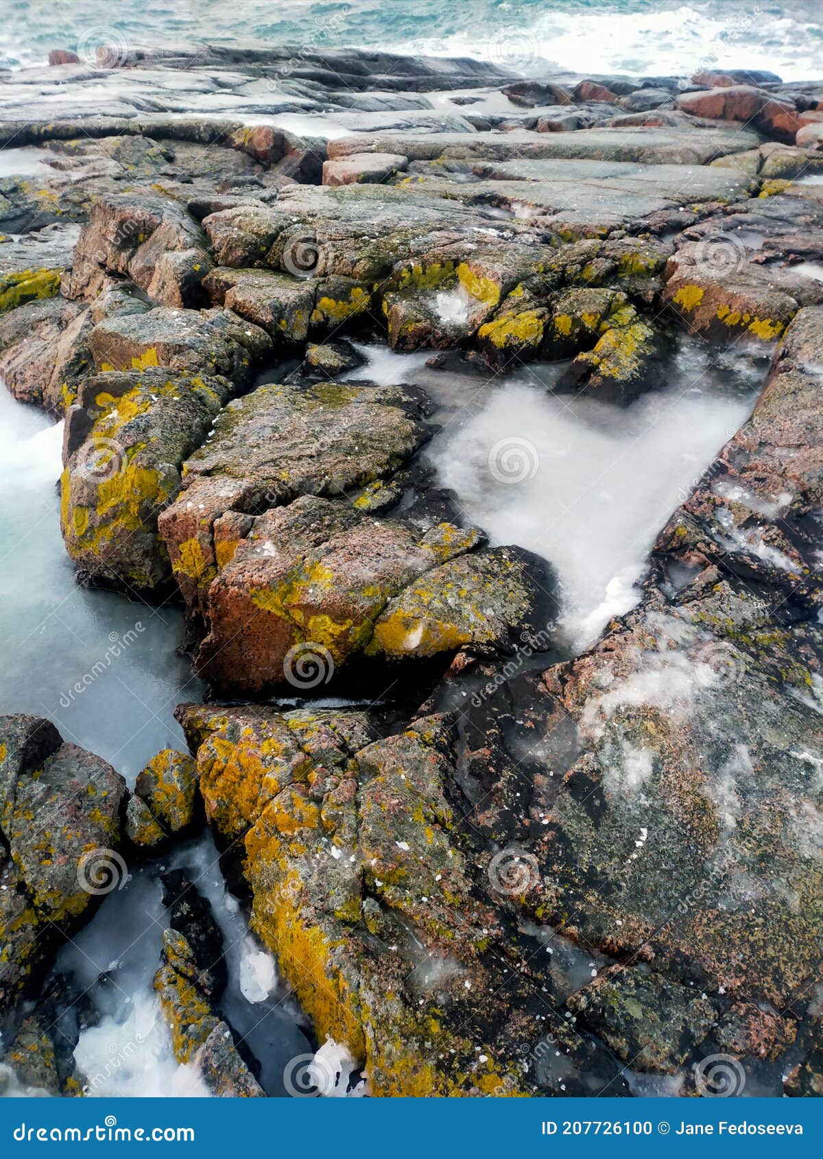 Arctic rocks and the sea stock photo. Image of nature - 207726100