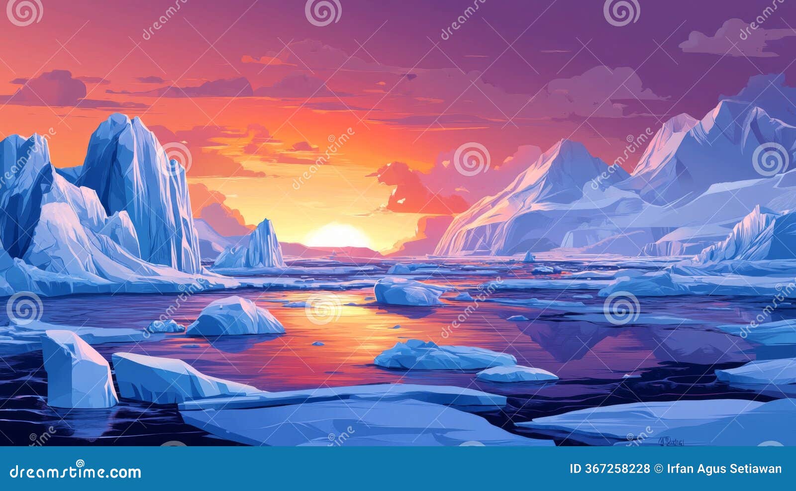 Arctic Pixel Art Landscape With Icy Terrain Background Royalty-Free ...