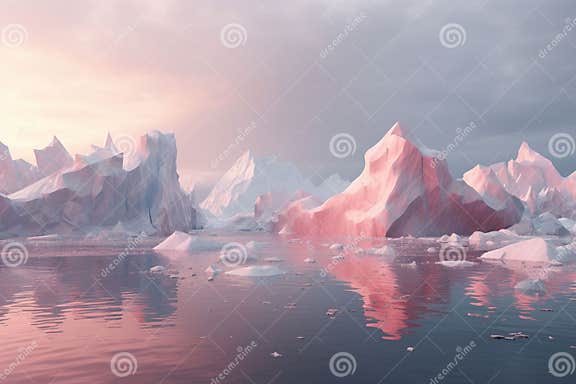 Arctic Unity Icebergs Aligning To Create a Stock Illustration ...