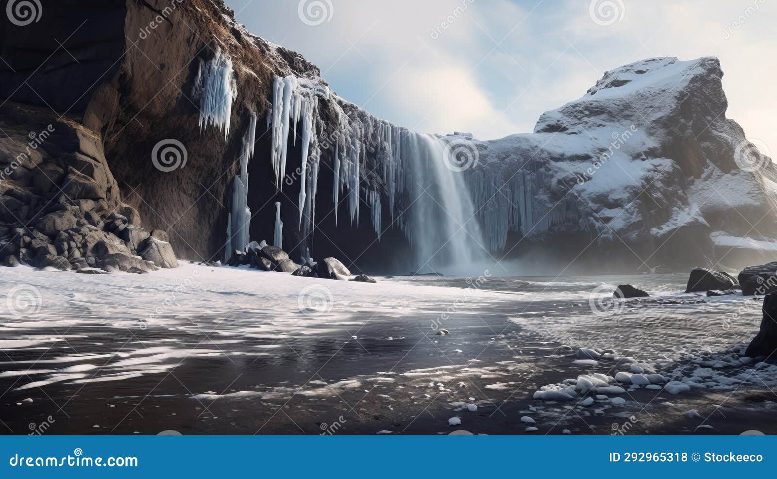 Arctic Waterfall: a Dramatic Seascapes in Unreal Engine 5 Stock ...