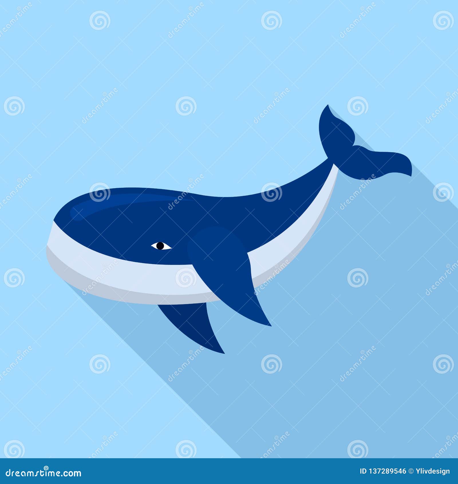 Arctic Whale Flat Vector Illustration. Huge Marine Animal Side View ...