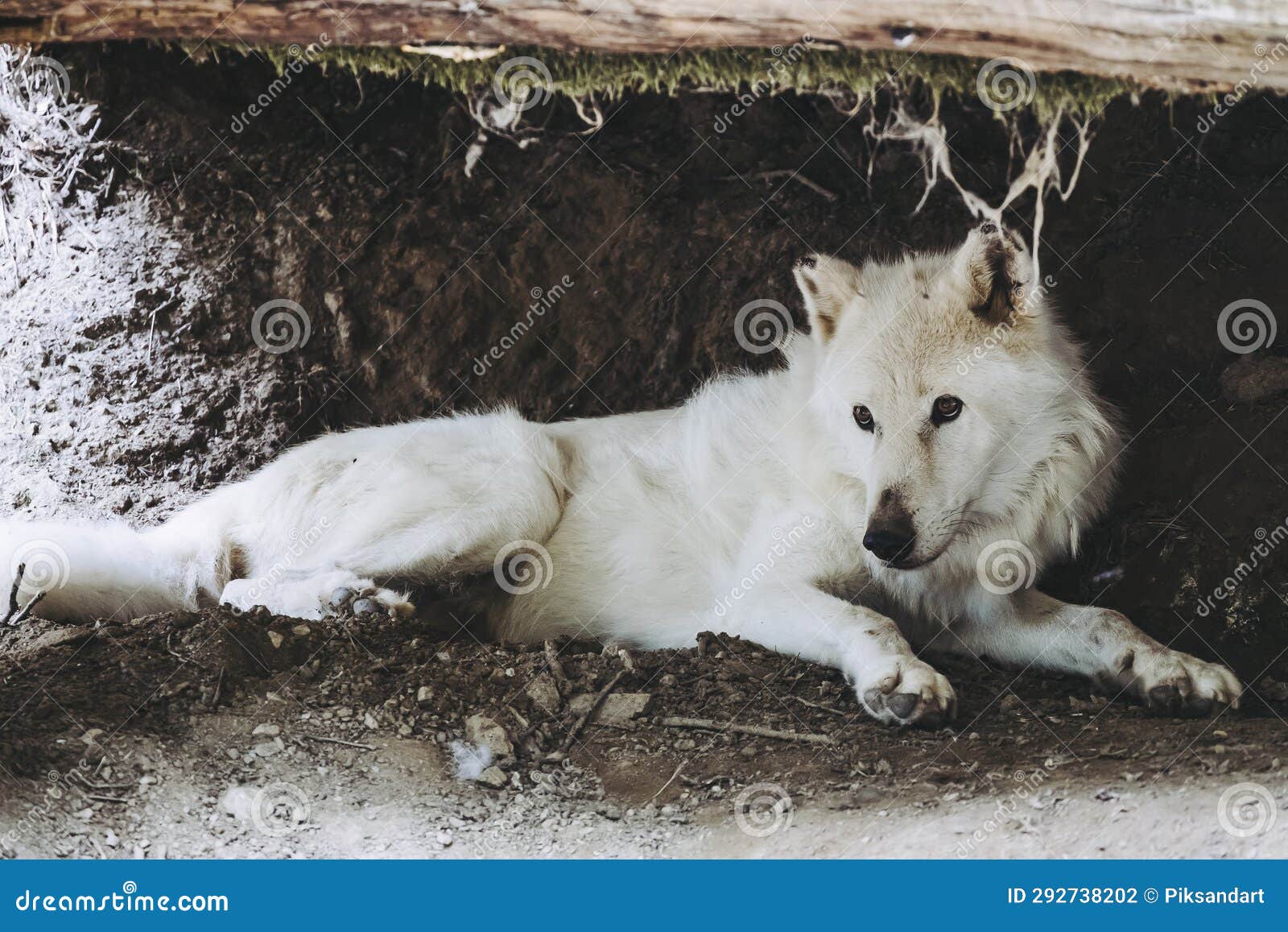 Arctic White Wolf Lying Down Resting Stock Photo - Image of carnivorous, predator: 292738202