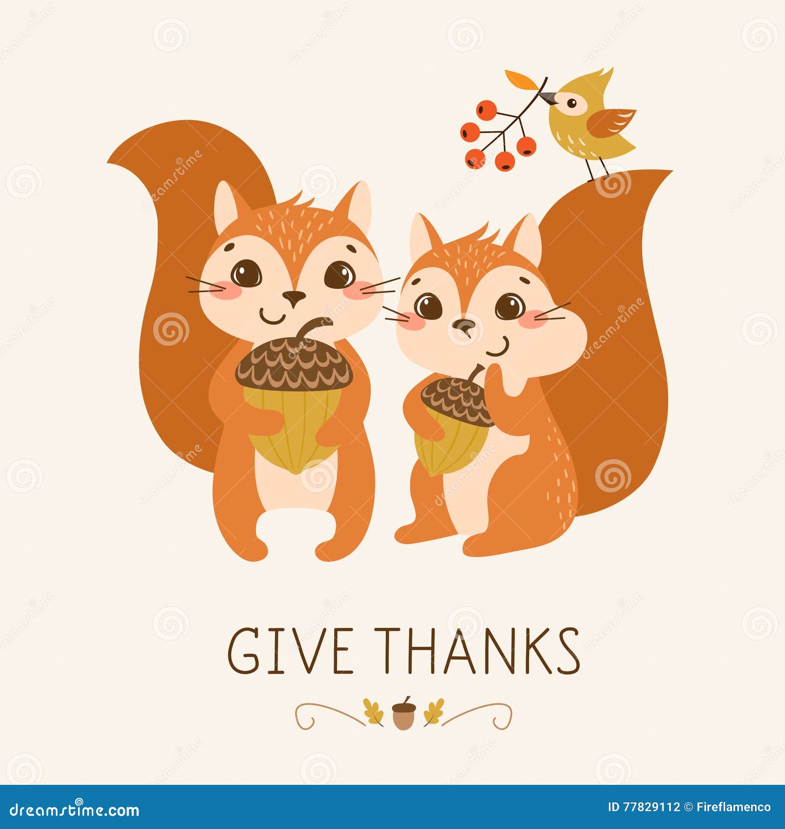 Ardillas Lindas De La Acción De Gracias Ilustración del Vector ...