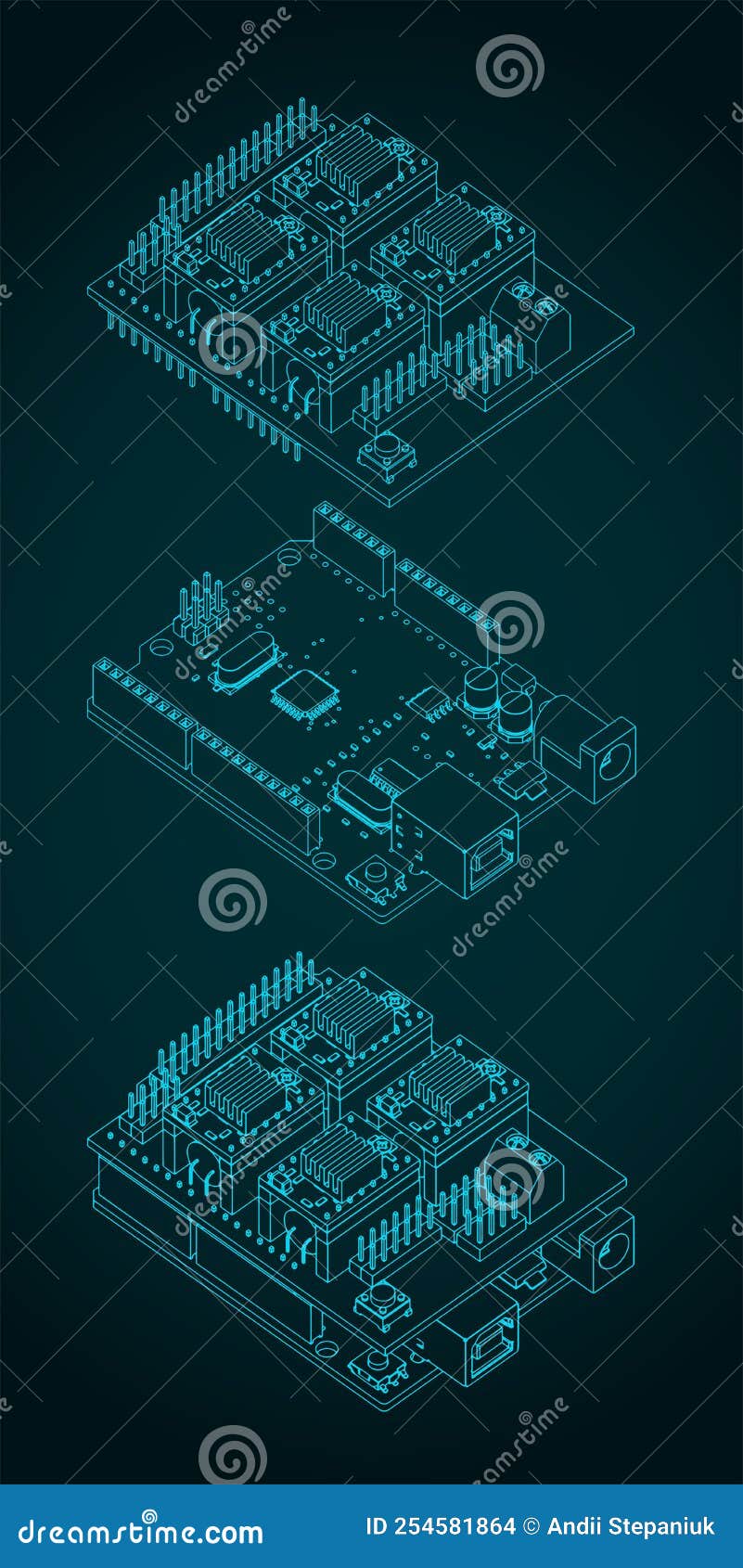 Arduino Uno And Cnc Shield Stock Vector Illustration Of Shield 254581864