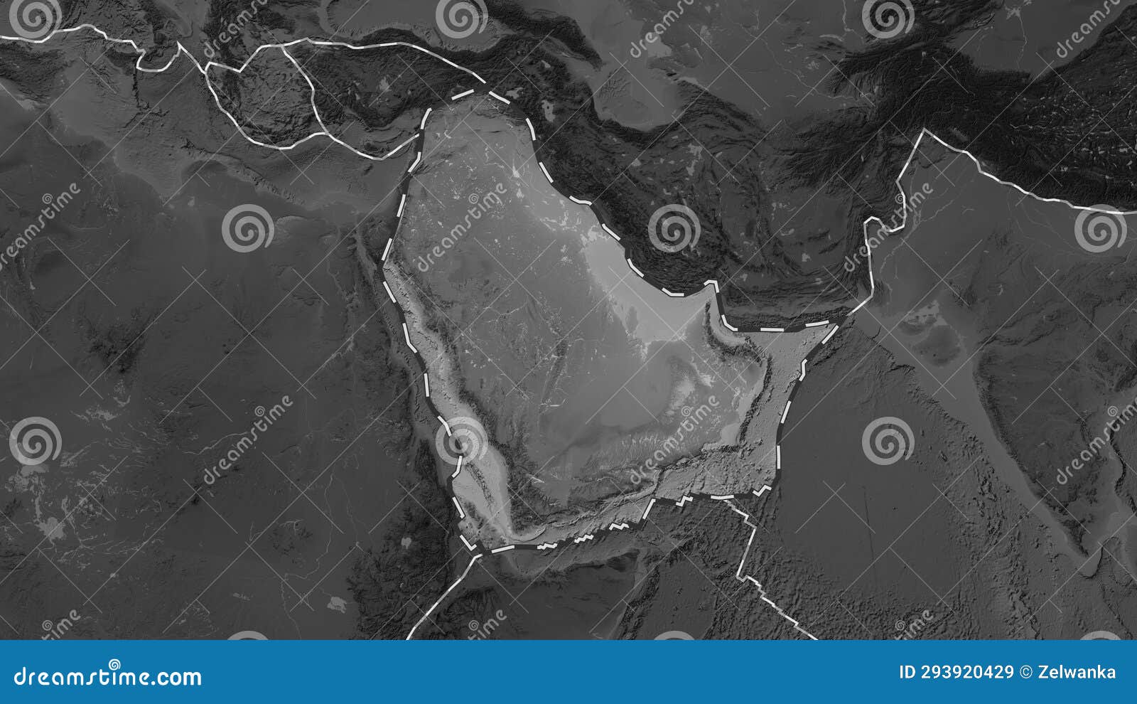 Arabian Plate Highlighted. Patterson Cylindrical. Grayscale Stock ...