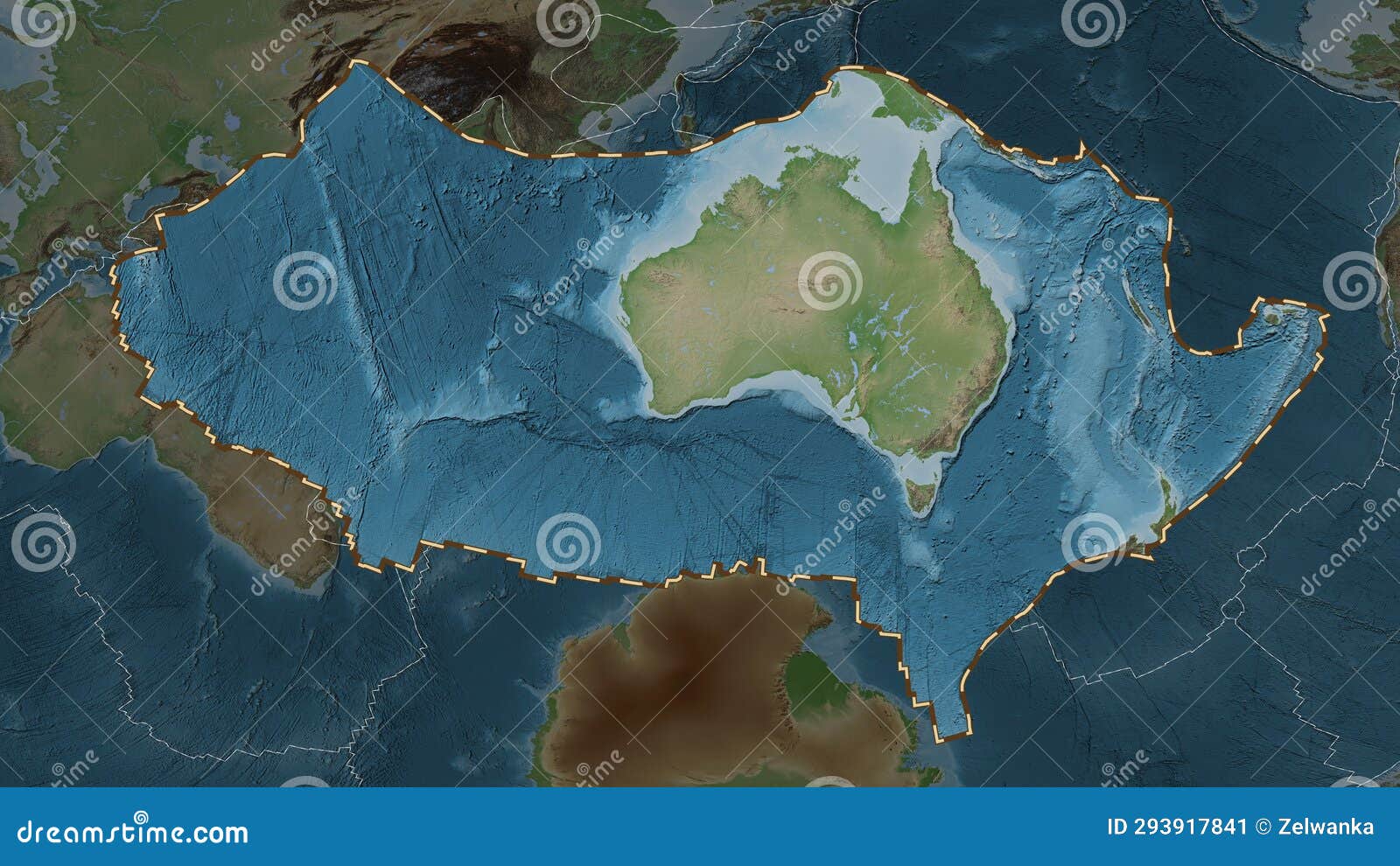 Australian Plate Extracted. Patterson Cylindrical. Topografic Stock ...