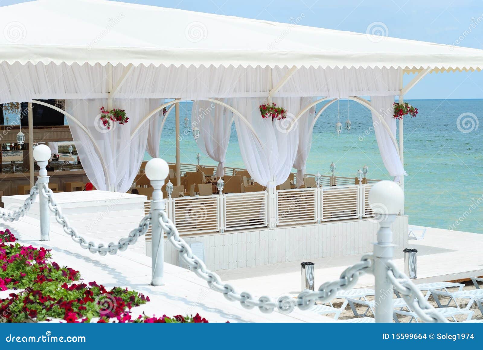 Area of a Beach for Comfortable Rest Stock Photo - Image of curtain ...